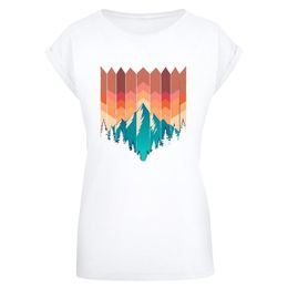 F4NT4STIC Shirt 'Berg Sonnenuntergang Geometrisch' female White size XXXL