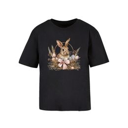 F4NT4STIC T-Shirt 'Osterhasen Korb Dekor' Damen Gr&ouml;&szlig;e M nude / hellbraun / schwarz
