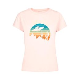 F4NT4STIC T-Shirt 'I Believe UFO Alien Sonnenuntergang' Damen Gr&ouml;&szlig;e M mischfarben / rosa