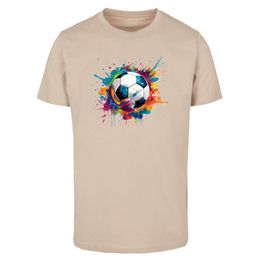 F4NT4STIC T-Shirt 'Bunte Fu&szlig;ball Grafik' Herren Gr&ouml;&szlig;e 4XL sand / blau / magenta / wei&szlig;