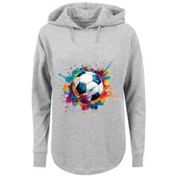 F4NT4STIC Sweatshirt 'Bunte Fu&szlig;ball Grafik' Damen Gr&ouml;&szlig;e XL grau / mischfarben / wei&szlig;