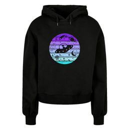 F4NT4STIC Hoodie 'Retro Alien Weltraum Sonnenuntergang' Damen Gr&ouml;&szlig;e XXXL hellblau / lila / schwarz