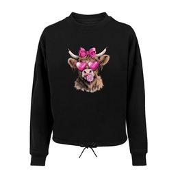 F4NT4STIC Sweatshirt 'Highland Cow Valentinstag Sonnenbrille' female Black size M