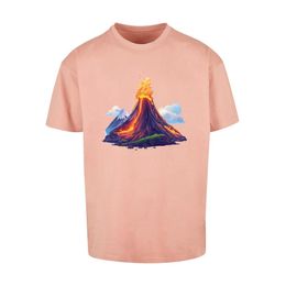 F4NT4STIC T-Shirt 'Vulkanausbruch' Herren Gr&ouml;&szlig;e M blau / cappuccino / dunkellila / orange