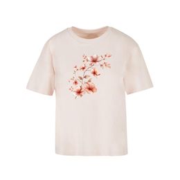 F4NT4STIC T-Shirt 'Rosa Bluzweig 3D' Damen Gr&ouml;&szlig;e XXL braun / ros&eacute; / rostrot