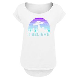 F4NT4STIC T-Shirt 'I BELIEVE UFO Alien Raumschiff Retro' Damen Gr&ouml;&szlig;e XXL hellblau / lila / wei&szlig;