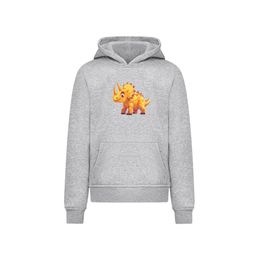 F4NT4STIC Sweatshirt 'S&uuml;&szlig;er Triceratops Dinosaurier' M&auml;dchen Gr&ouml;&szlig;e 134/140 braun / curry / hellgelb / hellgrau