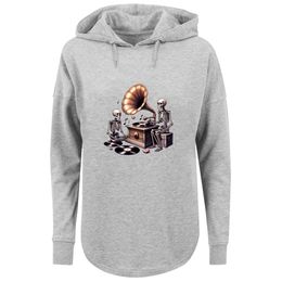 F4NT4STIC Sweatshirt 'Gothic Skeleton Vintage Vinyl Plattenspieler' female Grey size XL