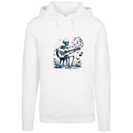 F4NT4STIC Sweatshirt 'Skelett spielt Gitarre, Musik, Liebe' Damen Gr&ouml;&szlig;e XS dunkelgr&uuml;n / rosa / wei&szlig;