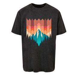 F4NT4STIC Shirt 'Berg Sonnenuntergang Geometrisch' male Black size S
