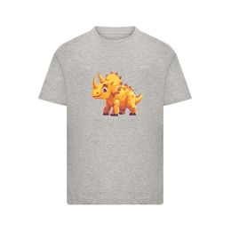 F4NT4STIC T-Shirt 'S&uuml;&szlig;er Triceratops Dinosaurier' Jungen Gr&ouml;&szlig;e 134/140 braun / curry / hellgelb / hellgrau