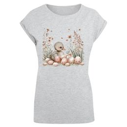 F4NT4STIC T-Shirt 'Ente Ostereier Blu K&uuml;ken' Damen Gr&ouml;&szlig;e XXXL beige / taupe / graumeliert / pastellgr&uuml;n