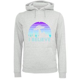F4NT4STIC Sweatshirt 'I Believe UFO Alien Raumschiff Retro' Herren Gr&ouml;&szlig;e XXL azur / aqua / graumeliert / lila