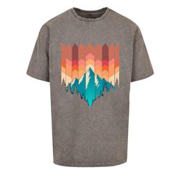 F4NT4STIC Shirt 'Berg Sonnenuntergang Geometrisch' male Grey size 4XL