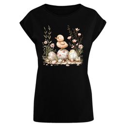 F4NT4STIC Shirt 'Ostern K&uuml;ken Ei Blumen' female Black size XL