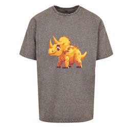 F4NT4STIC T-Shirt 'S&uuml;&szlig;er Triceratops Dinosaurier' Herren Gr&ouml;&szlig;e 5XL grau / hellorange