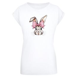 F4NT4STIC T-Shirt 'Niedlicher Hase mit Schleife' Damen Gr&ouml;&szlig;e XXXL hellbraun / rosa / wei&szlig;
