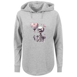 F4NT4STIC Sweatshirt 'Skeleton holding heart balloon' female Grey size L