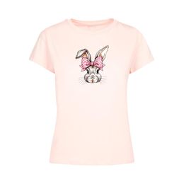 F4NT4STIC T-Shirt 'Niedlicher Hase mit Schleife' Damen Gr&ouml;&szlig;e M pink / pastellpink / wei&szlig;