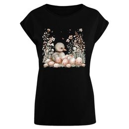F4NT4STIC Shirt 'Ente Ostereier Blumen K&uuml;ken' female Black size XL