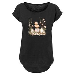 F4NT4STIC Shirt 'Ostern K&uuml;ken Ei Blumen' female Black size 5XL