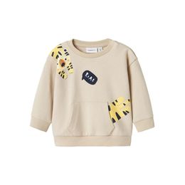 name it Sweatshirt 'NBMHack' Größe 86 dunkelbeige / gelb / schwarz / weiß