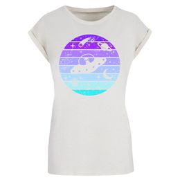 F4NT4STIC Shirt 'Retro Alien Weltraum Sonnenuntergang' female White size S