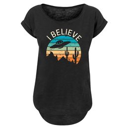 F4NT4STIC Shirt 'I Believe UFO Alien Sonnenuntergang' female Black size 4XL
