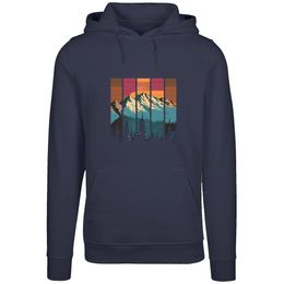 F4NT4STIC Sweatshirt 'Berg Sonnenuntergang Retro' Herren Gr&ouml;&szlig;e 4XL dunkelblau / petrol / dunkelorange / dunkelpink