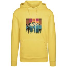 F4NT4STIC Sweatshirt 'Berg Sonnenuntergang Retro' Herren Gr&ouml;&szlig;e XS navy / braun / zitrone / cyclam