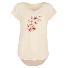 F4NT4STIC T-Shirt 'Rosa Bluzweig 3D' Damen Gr&ouml;&szlig;e 5XL sand / rostrot