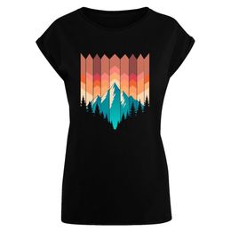 F4NT4STIC Shirt 'Berg Sonnenuntergang Geometrisch' female Mixed colors, Black size XL