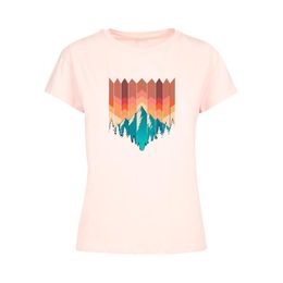 F4NT4STIC T-Shirt 'Geometric Mountain Sunset' Damen Gr&ouml;&szlig;e M azur / apricot / hummer / rosa