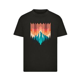 F4NT4STIC T-Shirt 'Berg Sonnenuntergang Geometrisch' Jungen Gr&ouml;&szlig;e 146/152 zitrone / petrol / hellrot / schwarz
