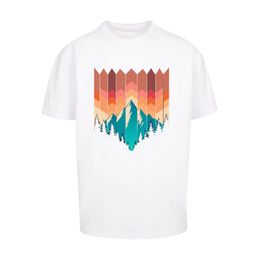F4NT4STIC T-Shirt 'Berg Sonnenuntergang' Herren Gr&ouml;&szlig;e M t&uuml;rkis / braun / rosa / wei&szlig;