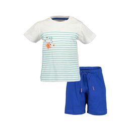 Blue Seven Set: T-Shirt und Shorts Gr&ouml;&szlig;e 86 blau / cyanblau / orange / offwhite
