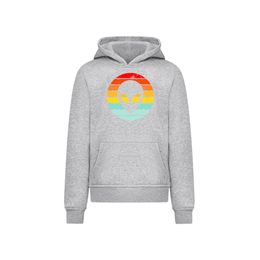 F4NT4STIC Pullover 'Alien Retro Sonnenuntergang' M&auml;dchen Gr&ouml;&szlig;e 134/140 graumeliert / mischfarben