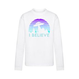 F4NT4STIC Shirt 'I Believe Ufo Alien Raumschiff Retro' Jungen Gr&ouml;&szlig;e 146/152 himmelblau / flieder / wei&szlig;