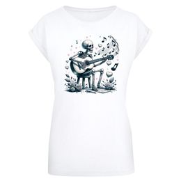 F4NT4STIC Shirt 'Skelett spielt Gitarre, Musik, Liebe' female White size XXXL