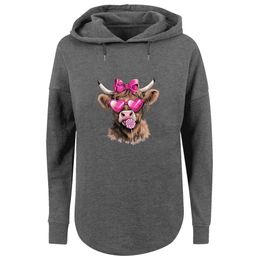 F4NT4STIC Sweatshirt 'Highland Cow Valentinstag Sonnenbrille' female Grey size XS
