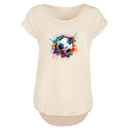 F4NT4STIC T-Shirt 'Bunte Fu&szlig;ball' Damen Gr&ouml;&szlig;e 4XL sand / azur / lila / dunkelorange