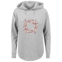 F4NT4STIC Pullover 'Rosa Fr&uuml;hlings Blukranz Dekor' Damen Gr&ouml;&szlig;e XL graumeliert / mischfarben