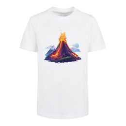 F4NT4STIC T-Shirt 'Vulkanausbruch' Jungen Gr&ouml;&szlig;e 110/116 opal / dunkellila / orangerot / wei&szlig;