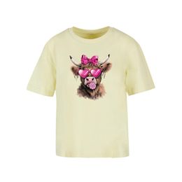 F4NT4STIC Shirt 'Highland Cow Valentinstag Sonnenbrille' female Yellow size XXL