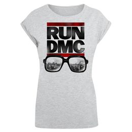 F4NT4STIC T-Shirt 'Run DMC Glasses NYC' Damen Gr&ouml;&szlig;e XXXL grau / dunkelrot / schwarz