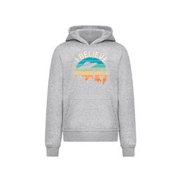 F4NT4STIC Sweatshirt 'I Believe UFO Alien Sonnenuntergang' M&auml;dchen Gr&ouml;&szlig;e 134/140 graumeliert / mischfarben