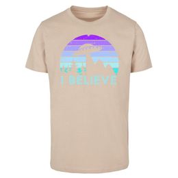 F4NT4STIC T-Shirt 'I Believe UFO Alien Raumschiff Retro' Herren Gr&ouml;&szlig;e 4XL sand / mischfarben