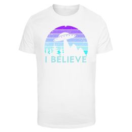 F4NT4STIC T-Shirt 'I BELIEVE UFO Alien Raumschiff Retro' Herren Gr&ouml;&szlig;e XS hellblau / lila / wei&szlig;