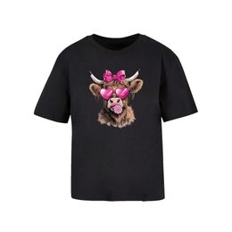 F4NT4STIC Shirt 'Highland Cow Valentinstag Sonnenbrille' female Black size XS
