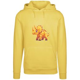 F4NT4STIC Sweatshirt 'S&uuml;&szlig;er Triceratops Dinosaurier' Herren Gr&ouml;&szlig;e L braun / gelb / orange / wei&szlig;